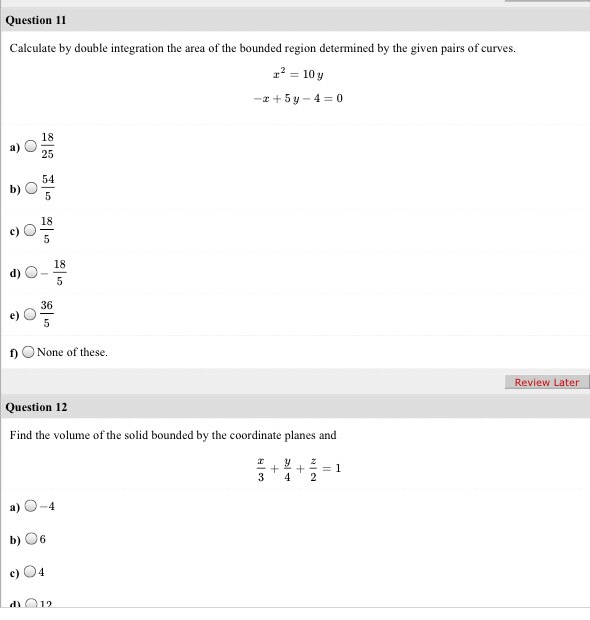 Solved Calculate by double integration the area of the | Chegg.com