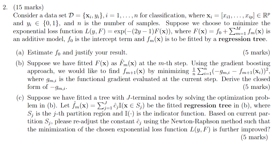 (15 marks) Consider a data set D={xi,yi},i=1,…,n for | Chegg.com