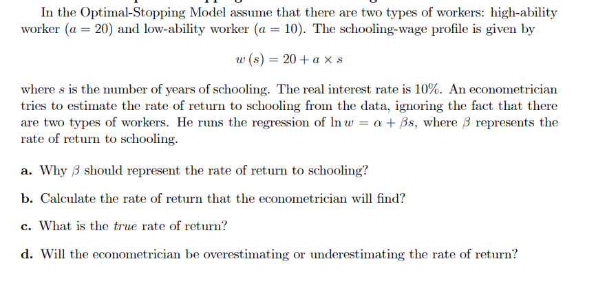 Solved In the Optimal-Stopping Model assume that there are | Chegg.com