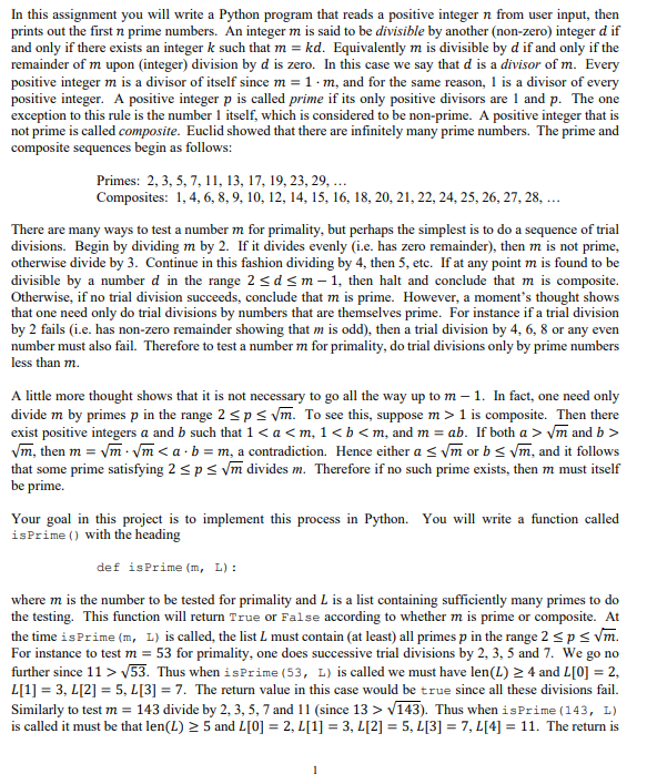 Solved In this assignment you will write a Python program | Chegg.com