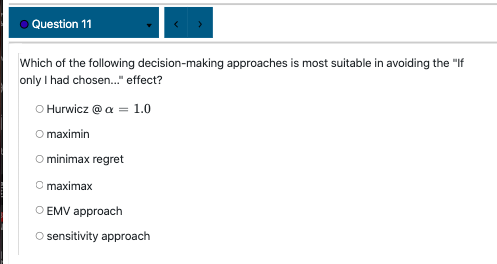 Solved Which of the following decision-making approaches is | Chegg.com