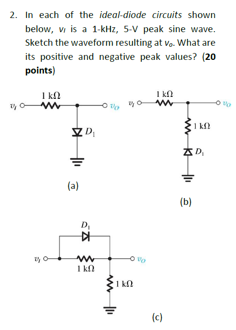 Solved 2. In each of the ideal-diode circuits shown below, | Chegg.com