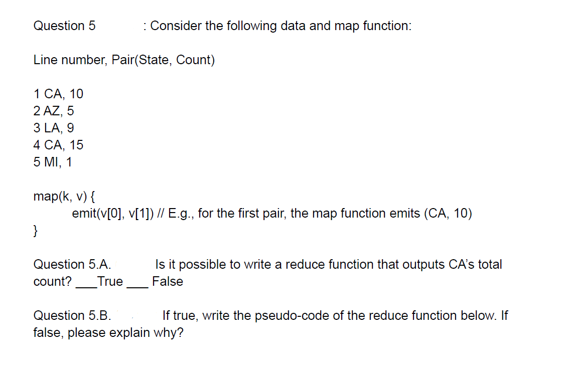 Solved Question 5 : Consider the following data and map | Chegg.com