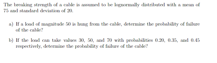 Solved The breaking strength of a cable is assumed to be | Chegg.com