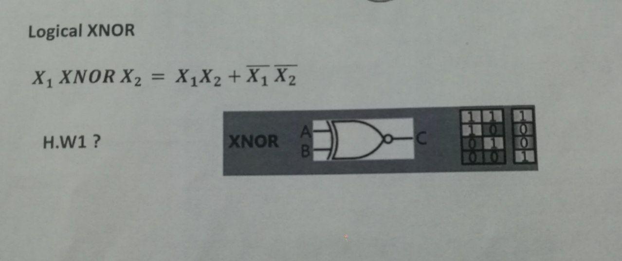 Solved Logical Xnor X1 Xnor X2 X X₂ X X₂ 0 Hw1 Xnor