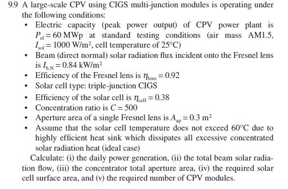 9.9 A large-scale CPV using CIGS multi-junction | Chegg.com