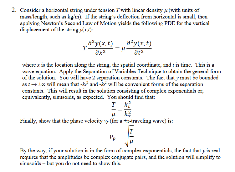 Solved by an EXPERT Consider a horizontal string under tension T ﻿with | Chegg.com