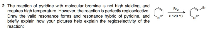 Solved 2. The reaction of pyridine with molecular bromine is | Chegg.com
