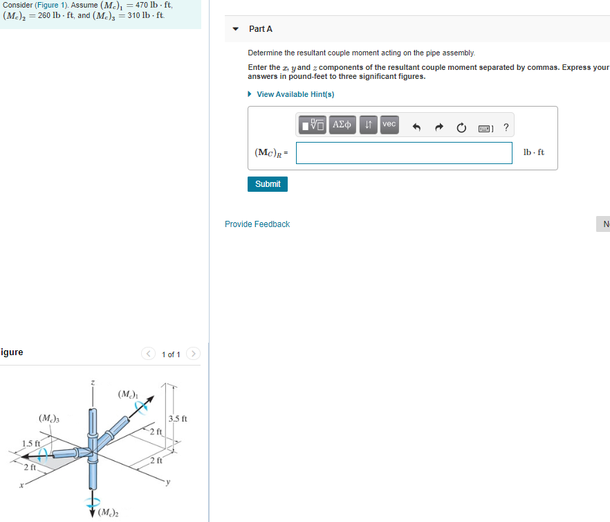 Solved Consider (Figure 1). Assume (Mc), = 470 lb. ft, (Mc), | Chegg.com