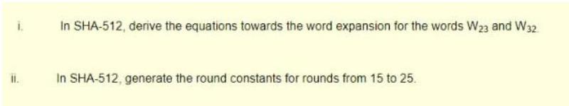 Solved In SHA-512, derive the equations towards the word | Chegg.com