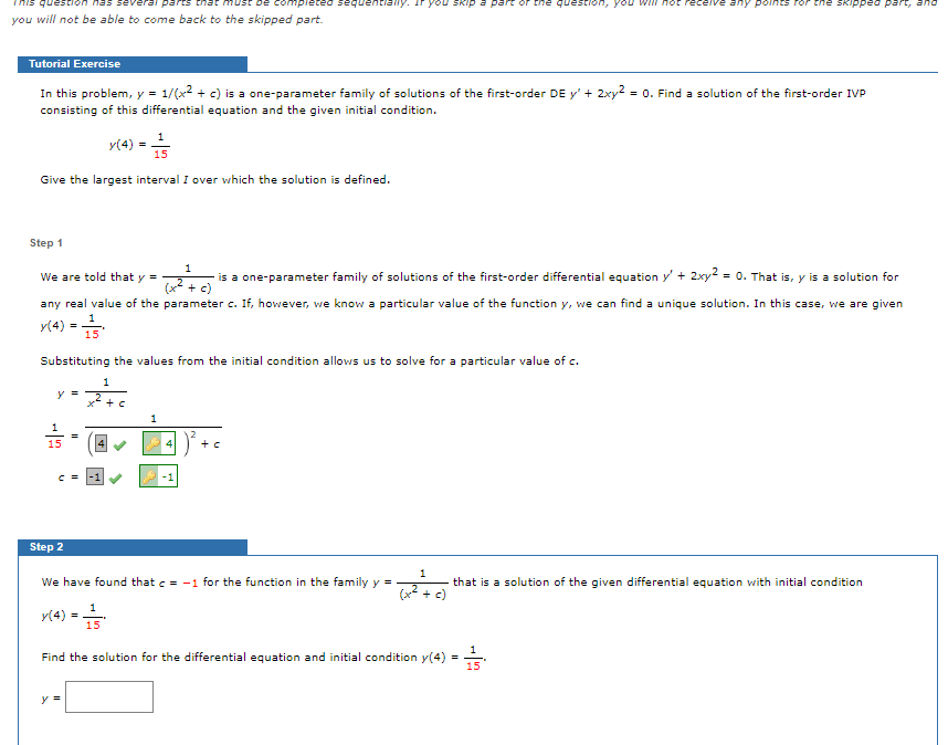 Solved In this problem, y=1/(x2+c) is a one-parameter family | Chegg.com