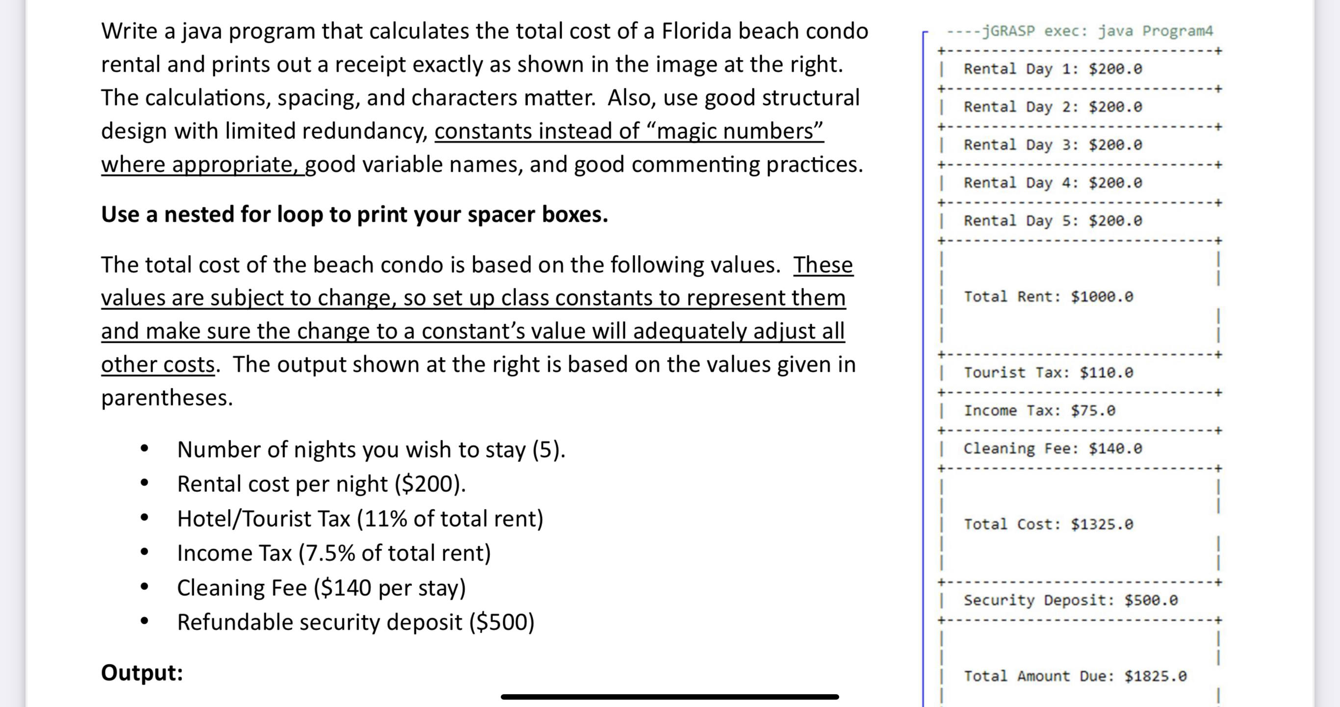Solved Write a java program that calculates the total cost | Chegg.com