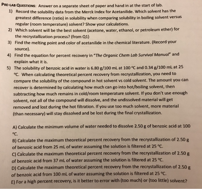 Solved Record the solubility data from the Merck Index for | Chegg.com