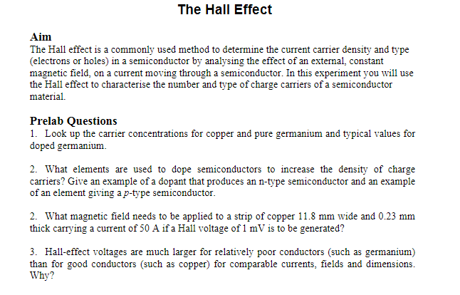 Solved Aim The Hall effect is a commonly used method to | Chegg.com