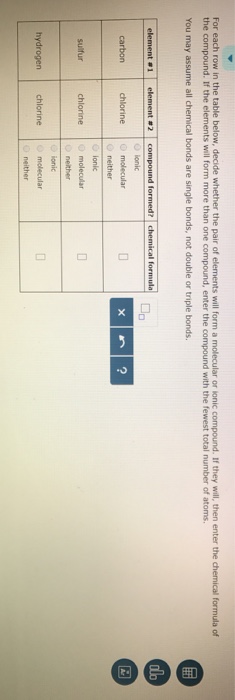 Solved formula of For each row in the table below, decide | Chegg.com