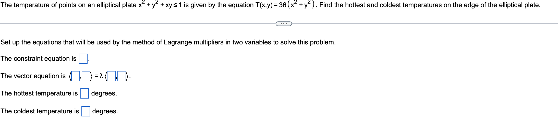 Solved The temperature of points on an elliptical plate | Chegg.com