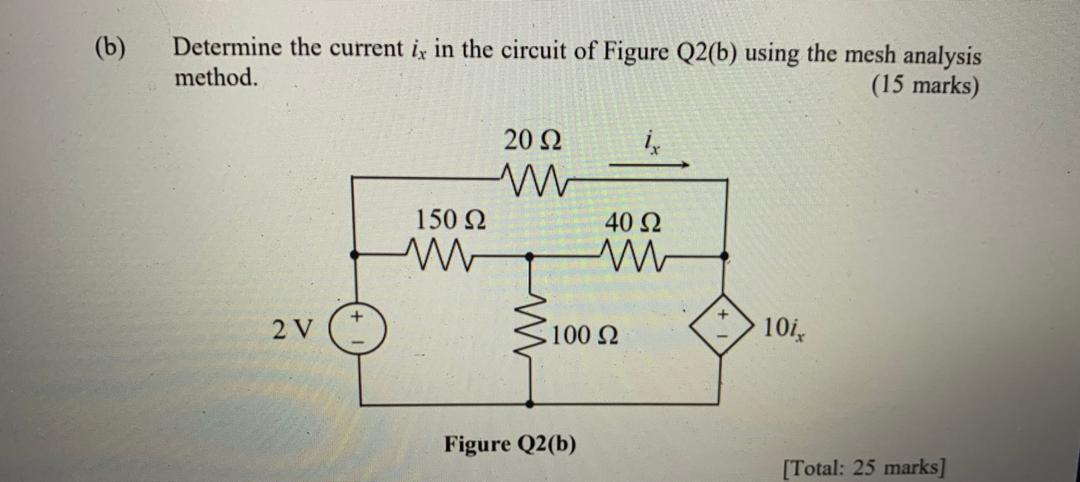 Solved (b) Determine the current ix in the circuit of Figure | Chegg.com