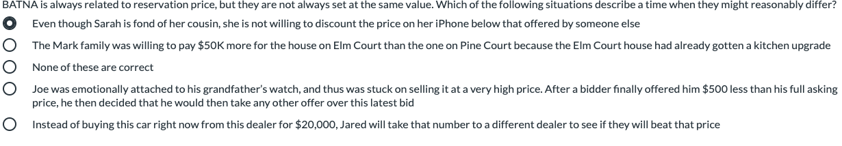 Solved BATNA is always related to reservation price, but | Chegg.com