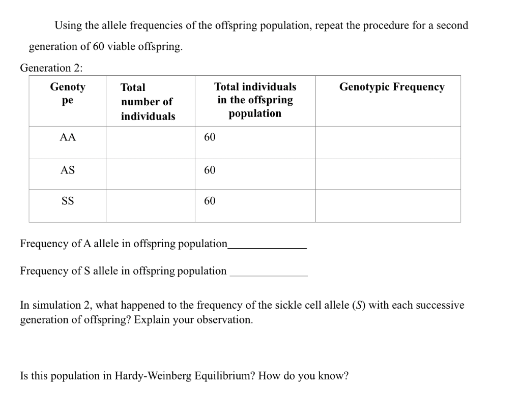 Simulation 1: No selective advantage. Using the Lab 3 | Chegg.com