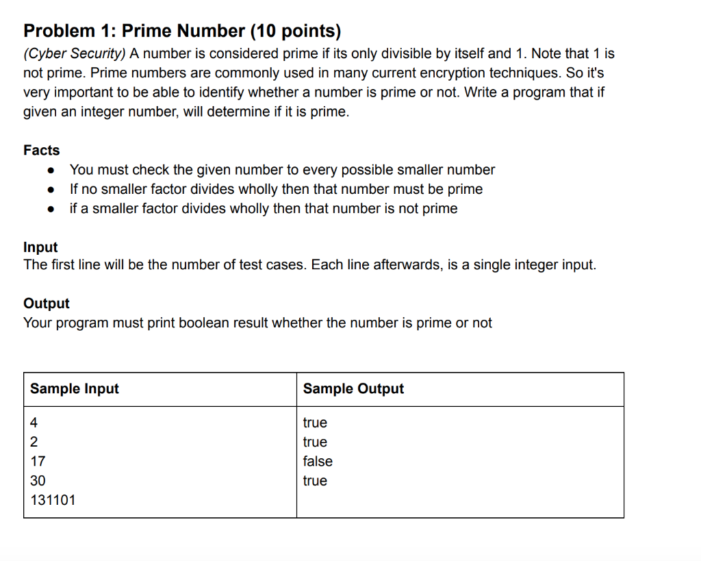 Solved Problem 1: Prime Number (10 points) (Cyber Security) | Chegg.com