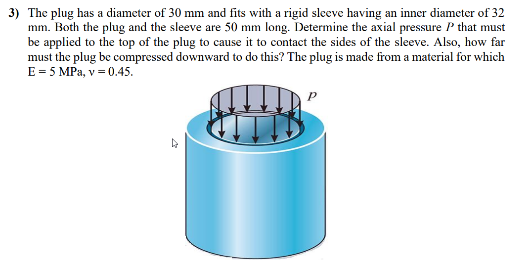 Solved 3) The plug has a diameter of 30 mm and fits with a | Chegg.com