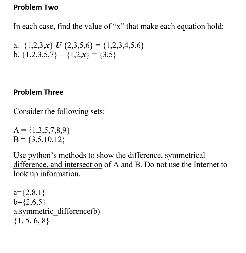 Solved Problem Two In each case, find the value of "x" that | Chegg.com