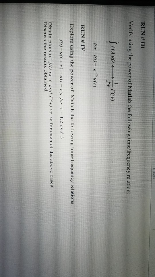 Solved RUN # 111 Verify using the power of Matlab the | Chegg.com