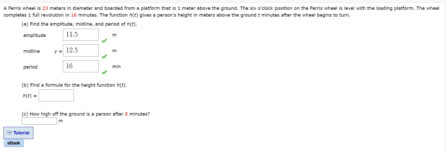 Solved A Ferris wheel is 23 meters in diameter and boarded | Chegg.com