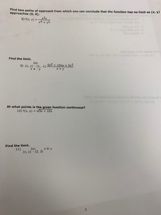 Solved Find approaches (O, 0) two paths of approach from | Chegg.com