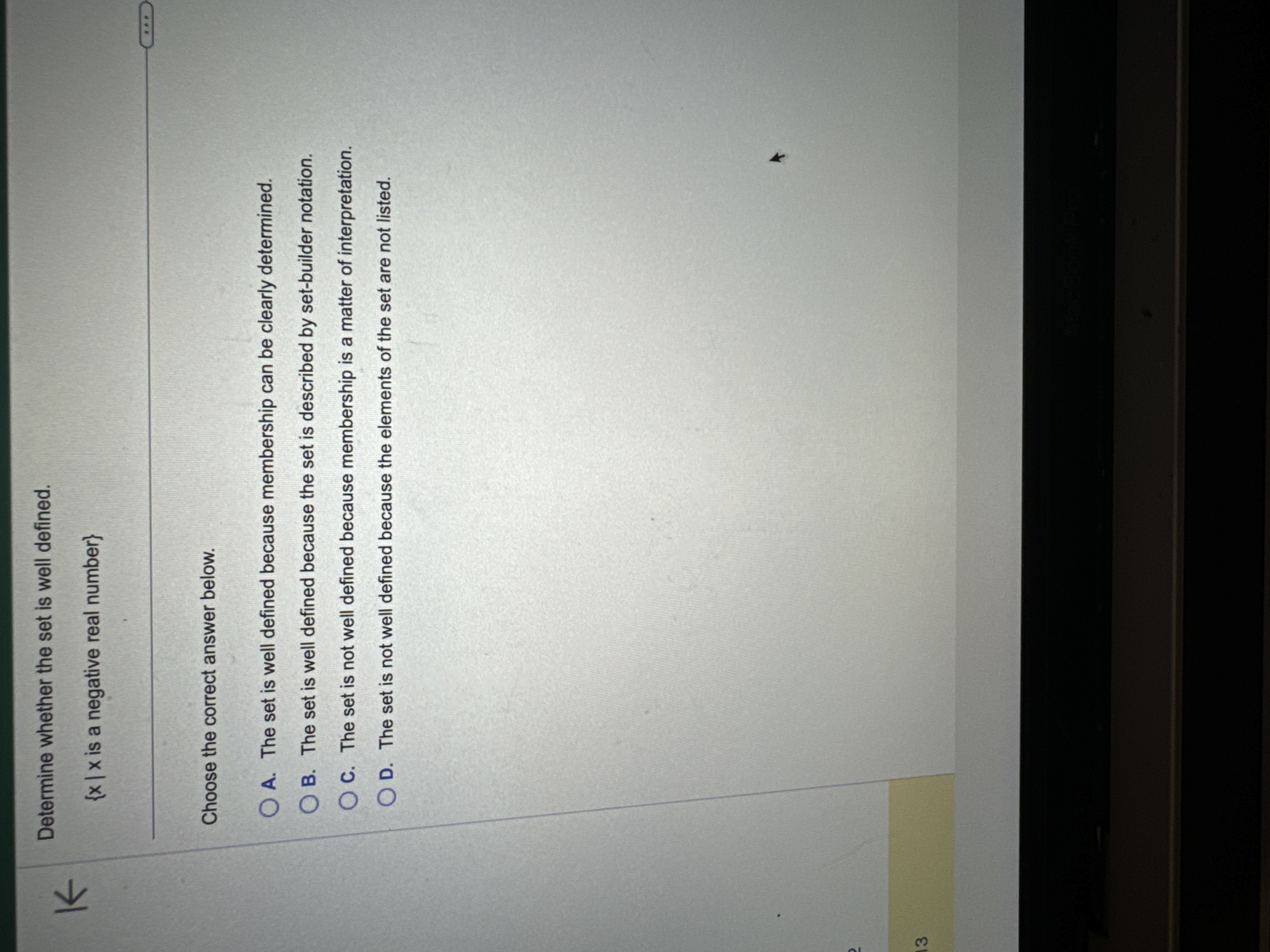 Determine whether the set is well defined. ﻿is a | Chegg.com