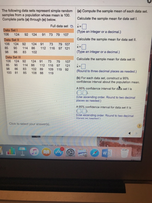 Solved The following data sets represent simple random | Chegg.com