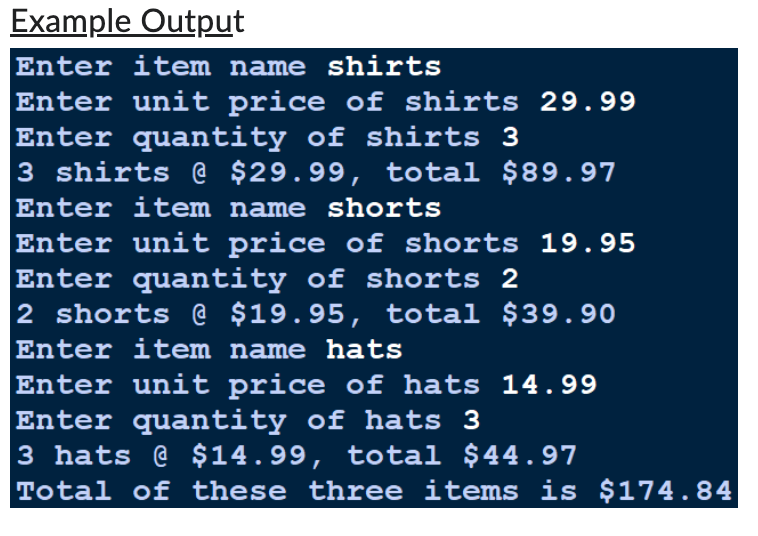 Solved Write a program that operates like a point of sale | Chegg.com