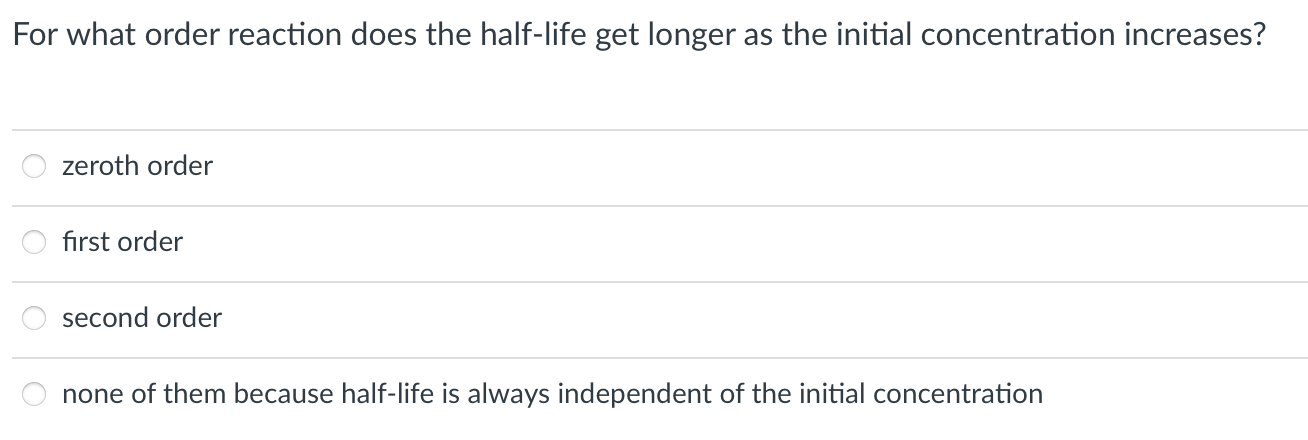 Solved For what order reaction does the half-life get longer | Chegg.com
