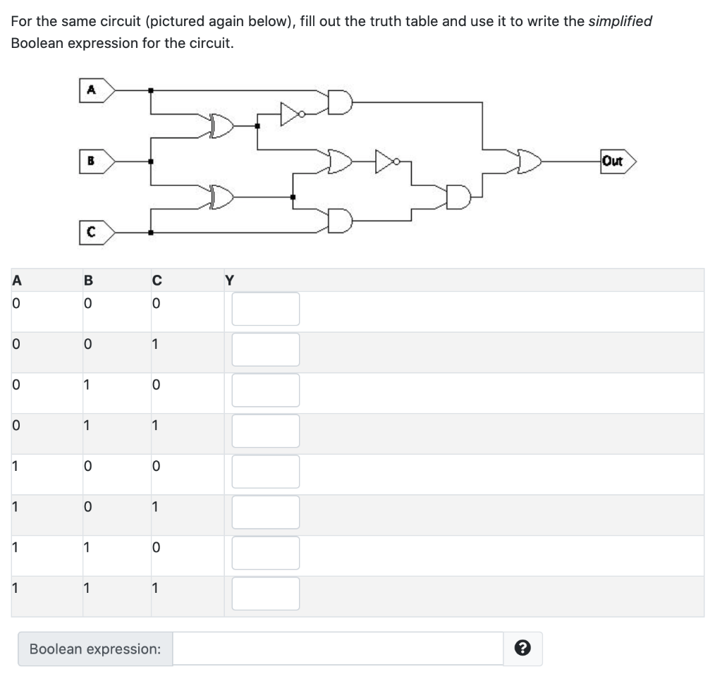 Solved For the same circuit (pictured again below), fill out | Chegg.com