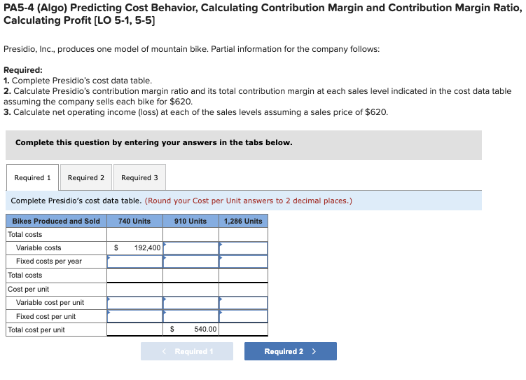 Solved PA5-4 (Algo) Predicting Cost Behavior, Calculating | Chegg.com