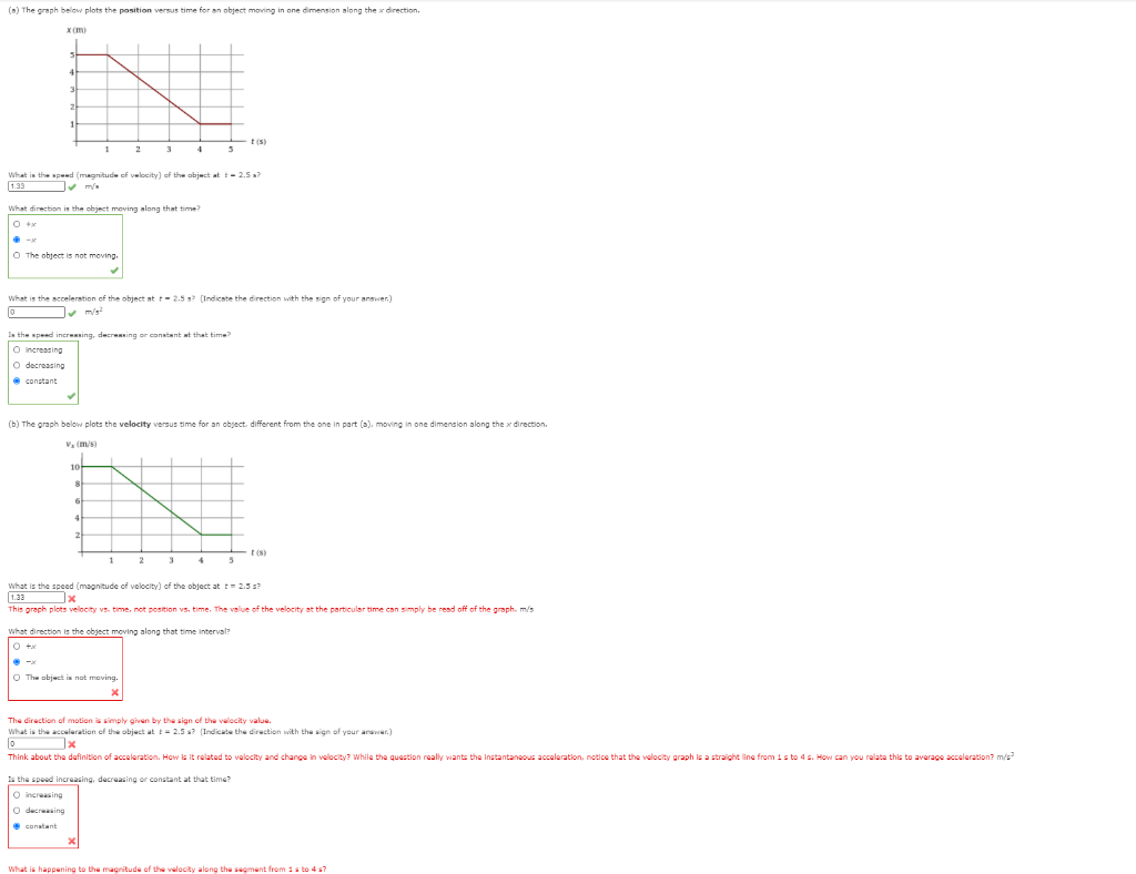 Solved (a) The graph below plots the position versus time | Chegg.com