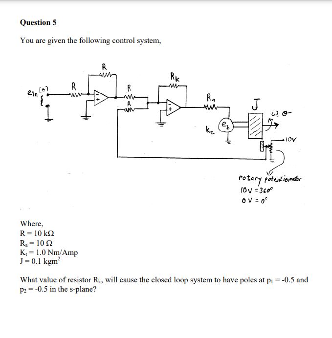 Solved You are given the following control system, potary | Chegg.com