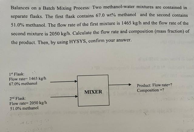 Solved Balances on a Batch Mixing Process: Two | Chegg.com