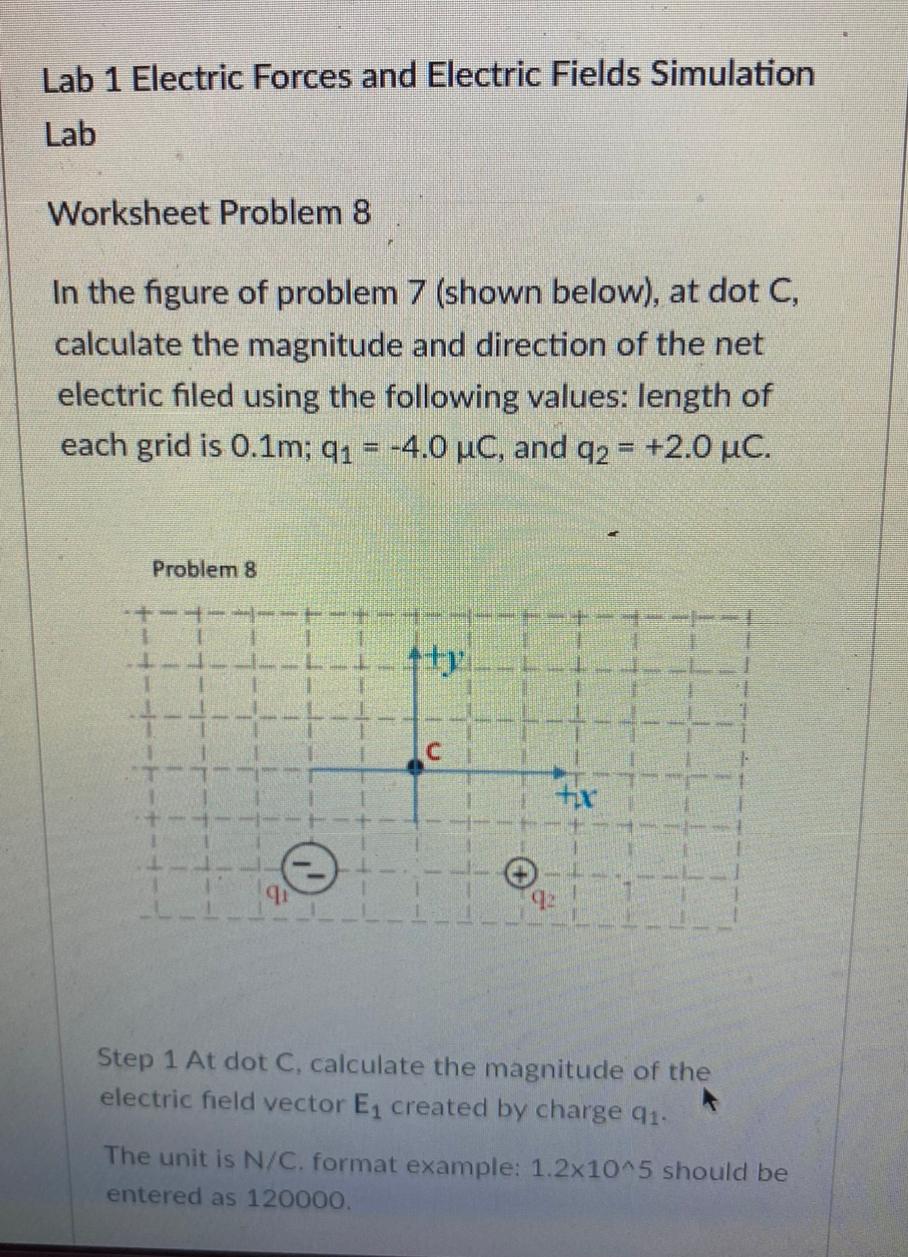 Solved Lab 1 Electric Forces and Electric Fields Simulation | Chegg.com