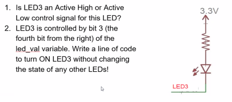 Solved 3.3V w 1. Is LED3 an Active High or Active Low | Chegg.com