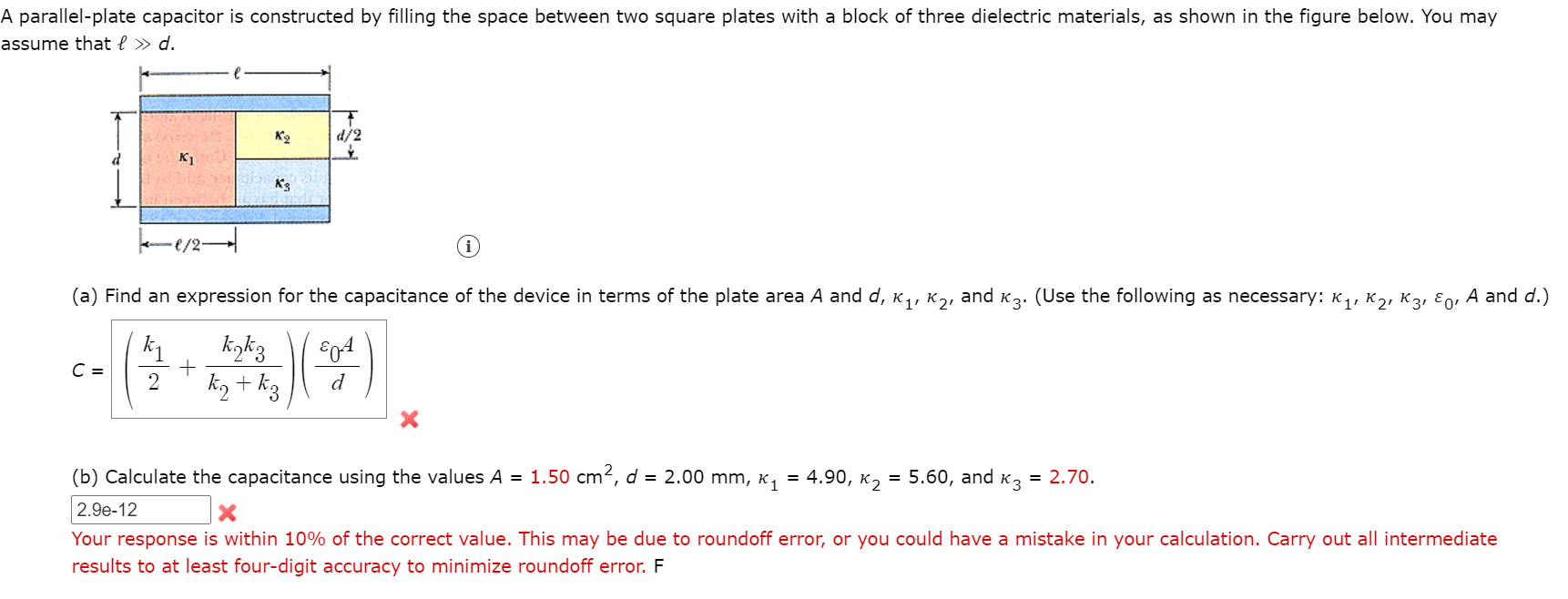 Solved A parallel-plate capacitor is constructed by filling | Chegg.com