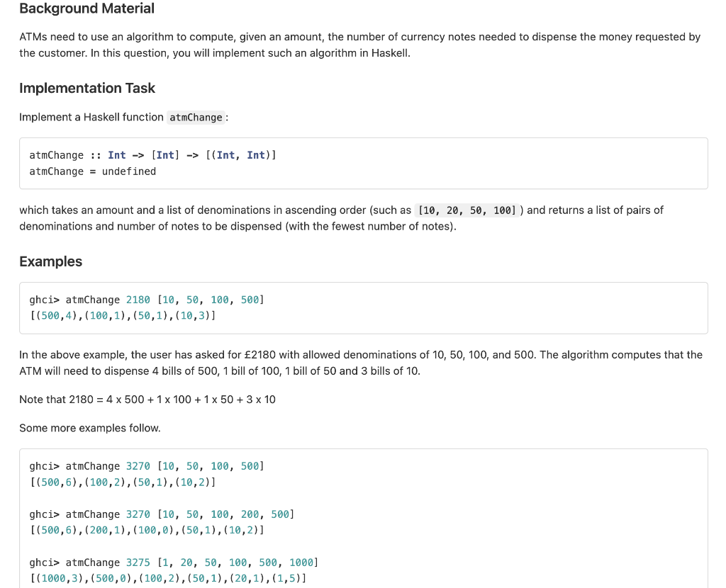 Background Material ATMs need to use an algorithm to | Chegg.com