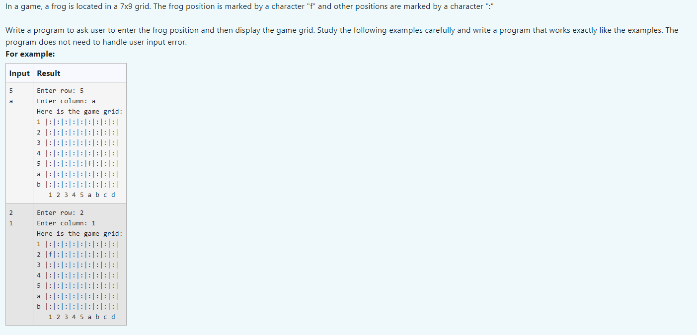 Solved In a game, a frog is located in a 7x9 grid. The frog | Chegg.com