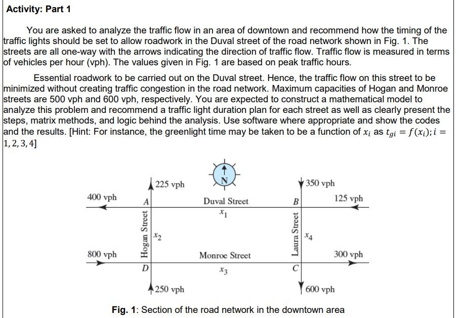 Solved You are asked to analyze the traffic flow in an area | Chegg.com