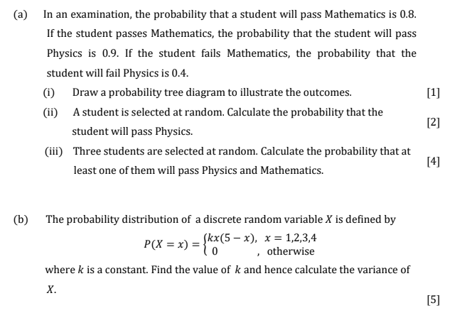 Solved (a) In an examination, the probability that a student | Chegg.com