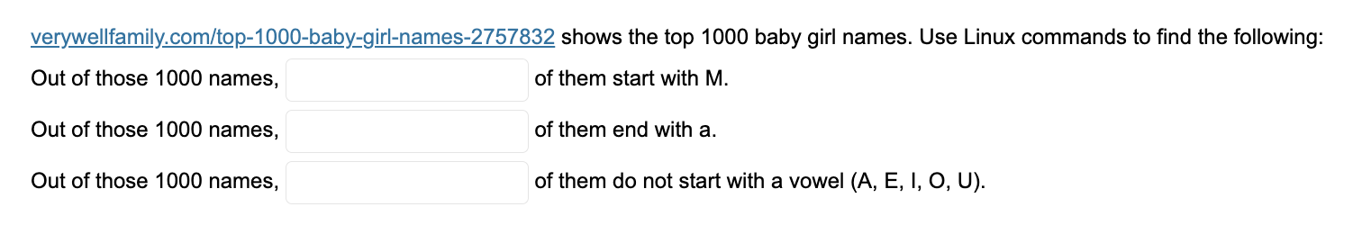 Solved verywellfamily.com/top-1000-baby-girl-names-2757832 | Chegg.com