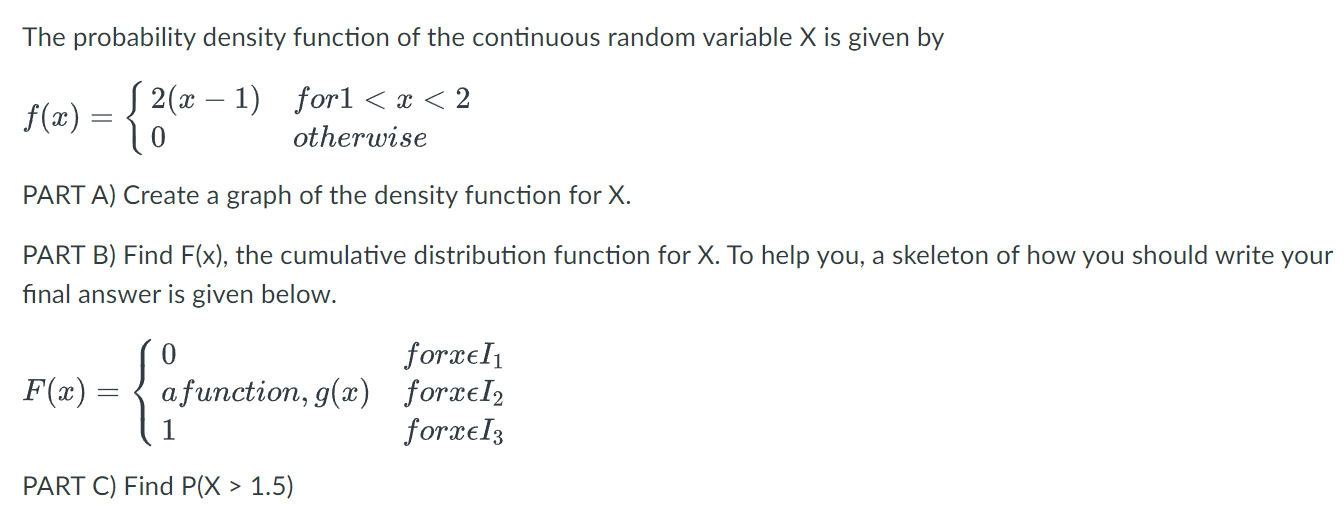 Solved The probability density function of the continuous | Chegg.com