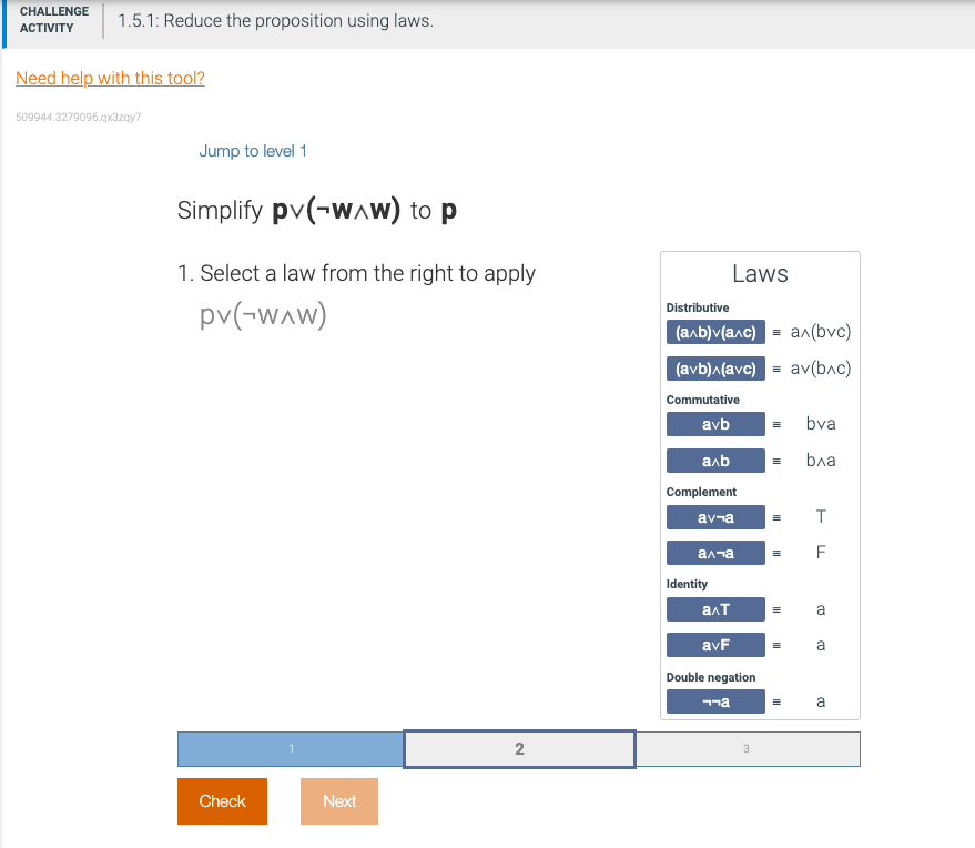 Solved 1. Select a law from the right to apply p∨(¬W∧w) | Chegg.com