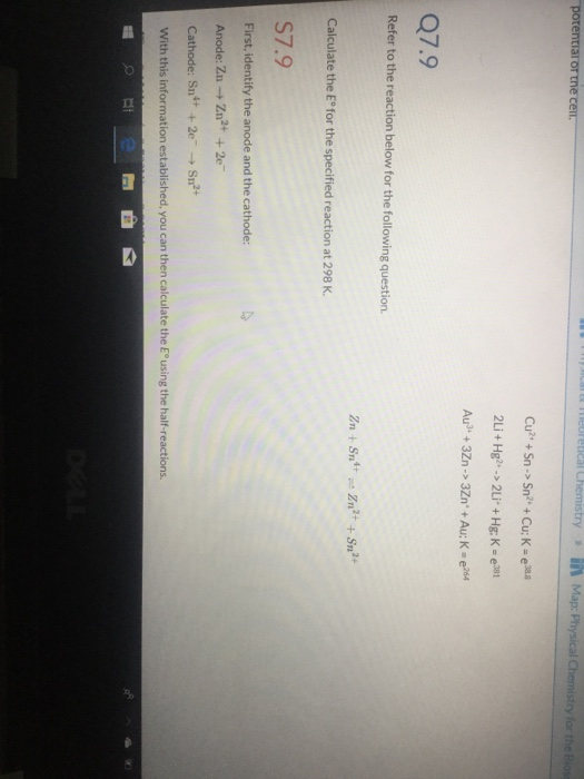 Solved Q7.9 Refer to the reaction below for the following | Chegg.com