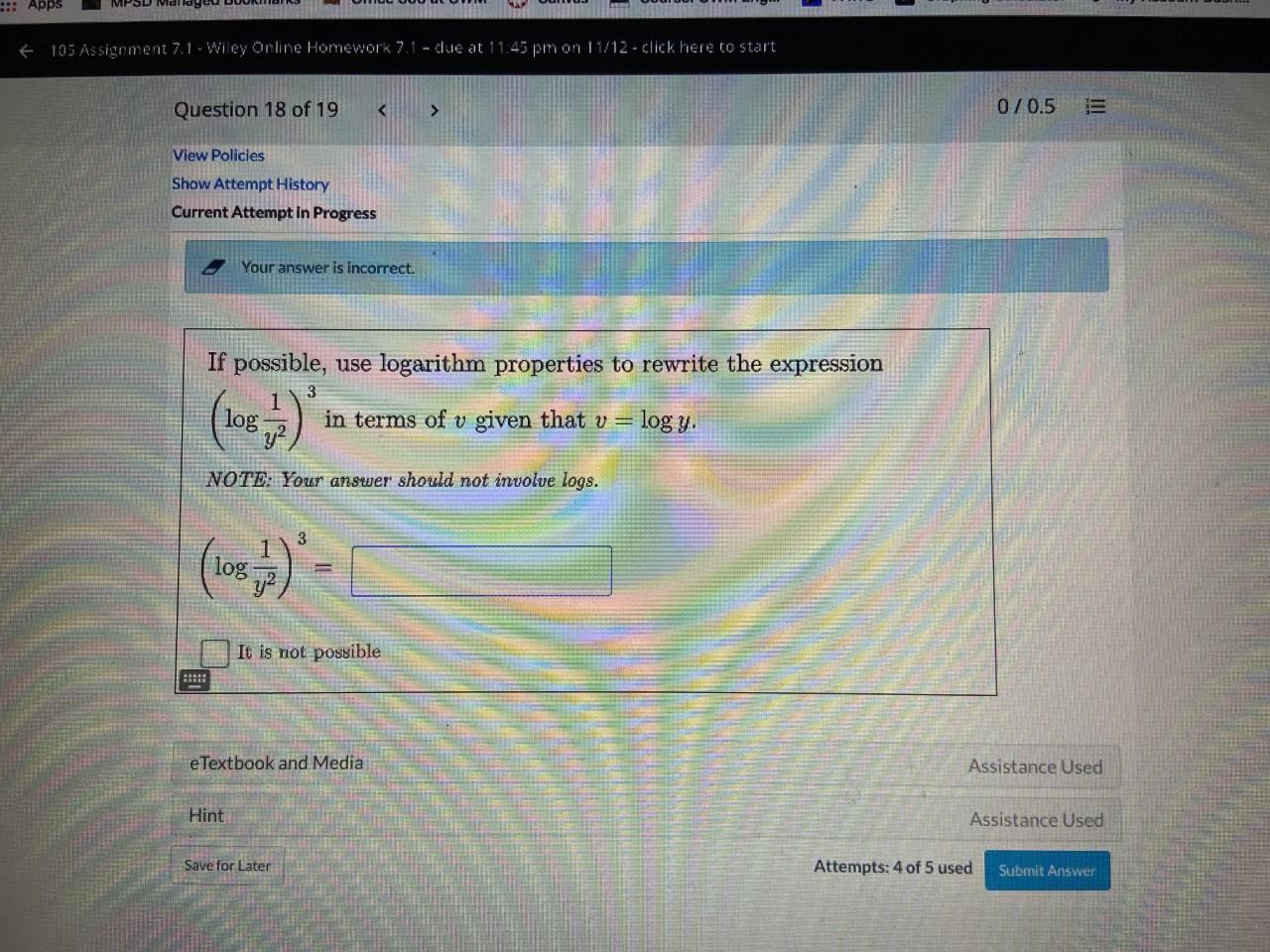 Solved ::: Apps € 105 Assignment 71. Wiley Online Homework | Chegg.com